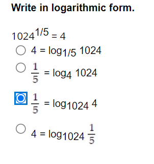 Solved Write in logarithmic form. | Chegg.com