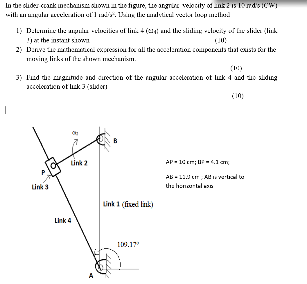 Solved In the slider-crank mechanism shown in the figure, | Chegg.com