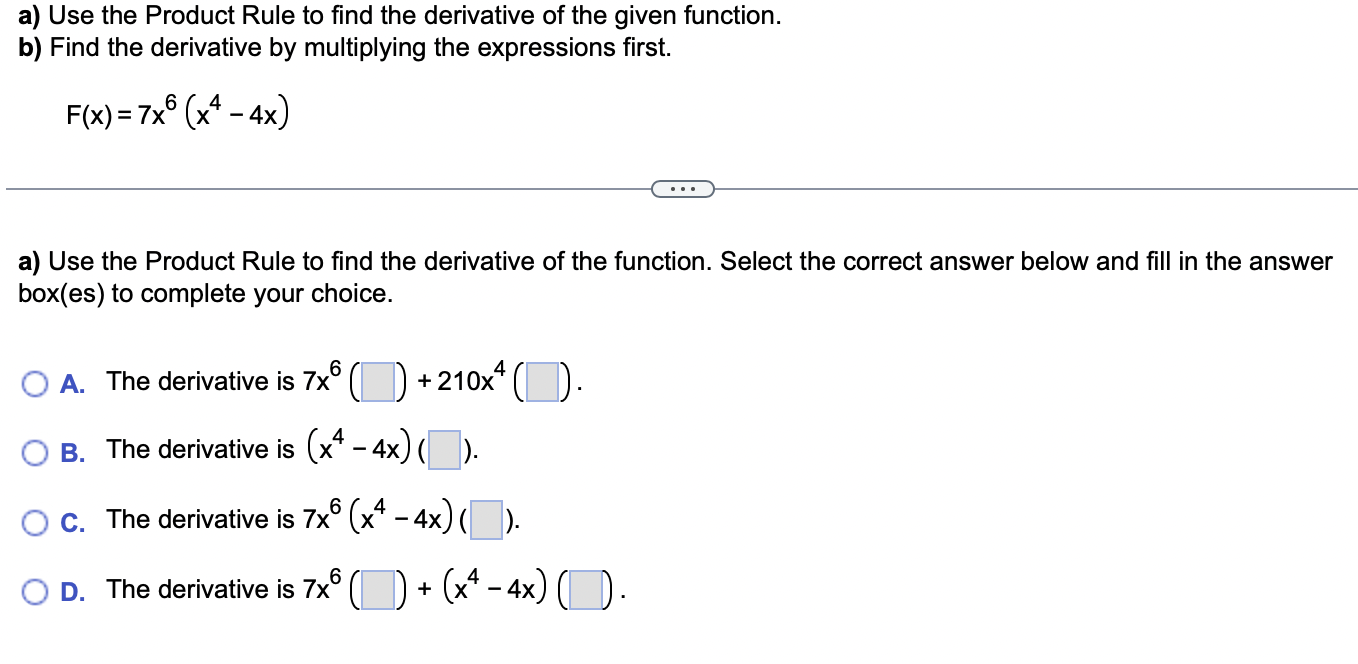 Solved a) Use the Product Rule to find the derivative of the | Chegg.com