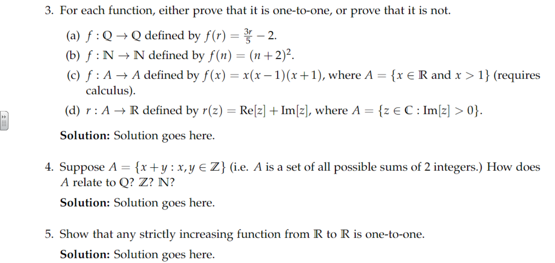 Solved 3. For each function, either prove that it is | Chegg.com