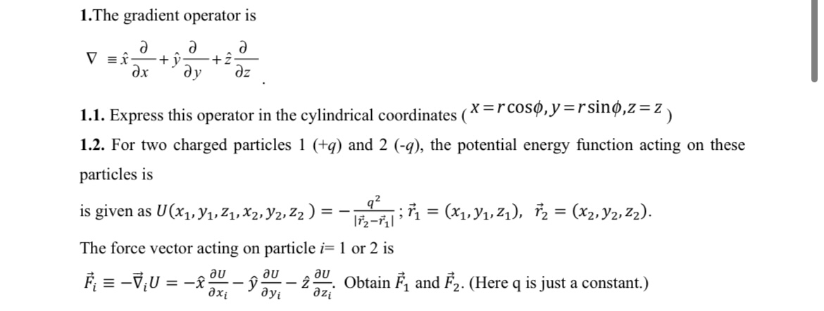 Solved 1.The gradient operator | Chegg.com