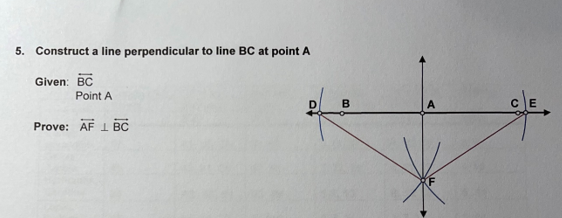 Solved 5. Construct a line perpendicular to line BC at point | Chegg.com