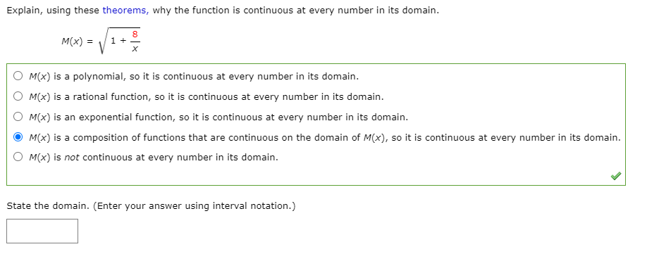Solved Explain, using these theorems, why the function is | Chegg.com