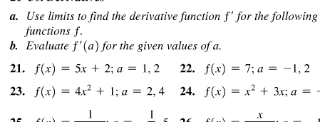Solved a. Use limits to find the derivative function f' for | Chegg.com