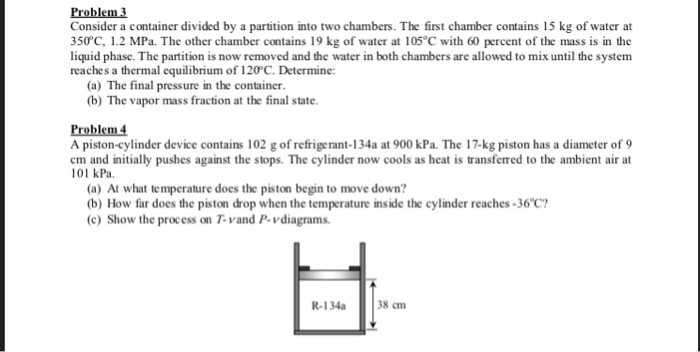 Solved Problem 3 Consider a container divided by a partition | Chegg.com