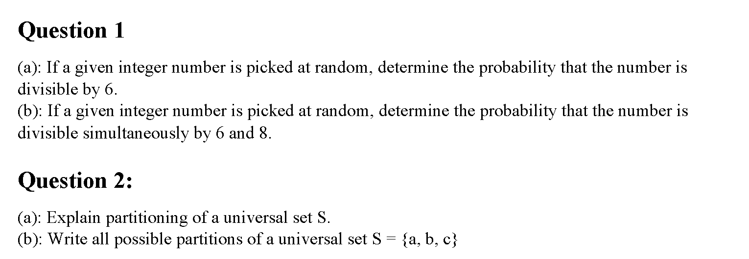 Solved Question 1 (a): If a given integer number is picked | Chegg.com