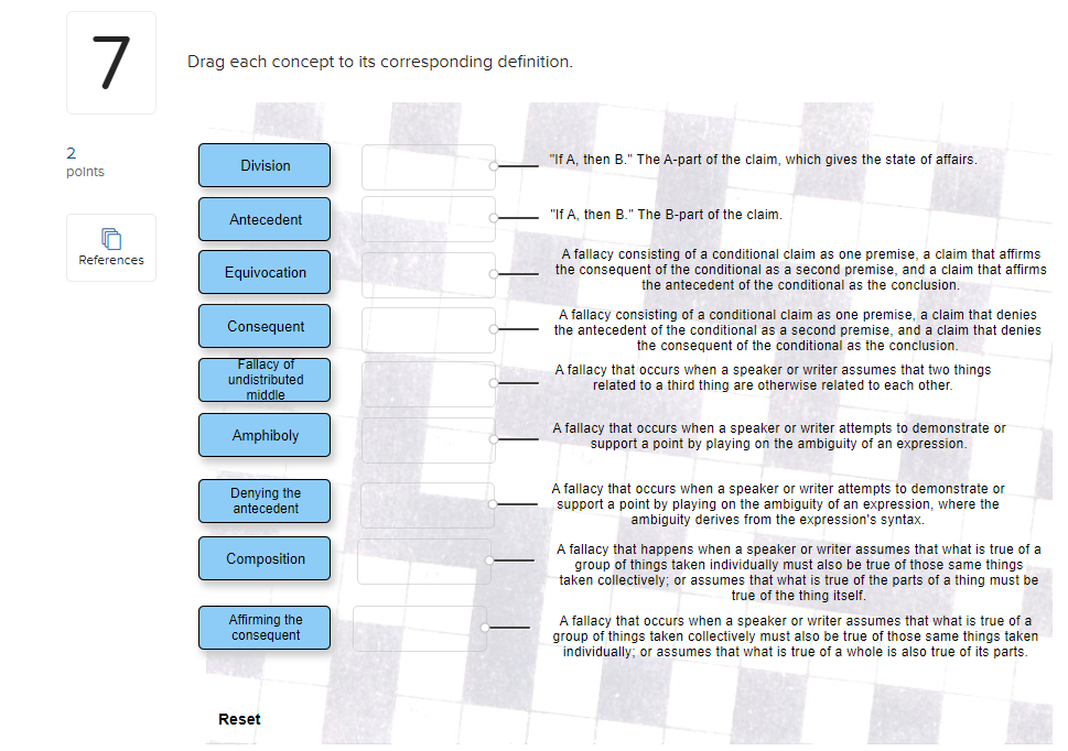 Solved Drag each concept to its corresponding definition. 5 | Chegg.com