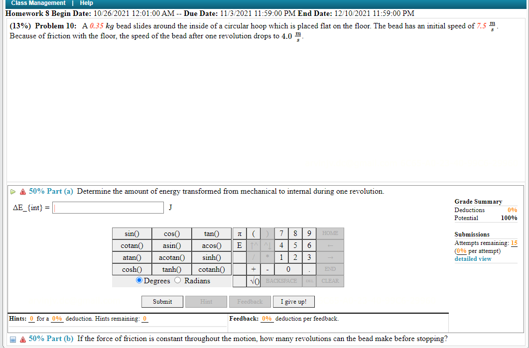 Solved Class Management | Help Homework 8 Begin Date: | Chegg.com
