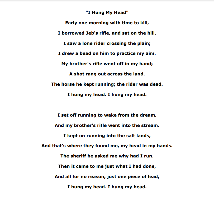 Please look at the lyrics and choose 5 examples of | Chegg.com