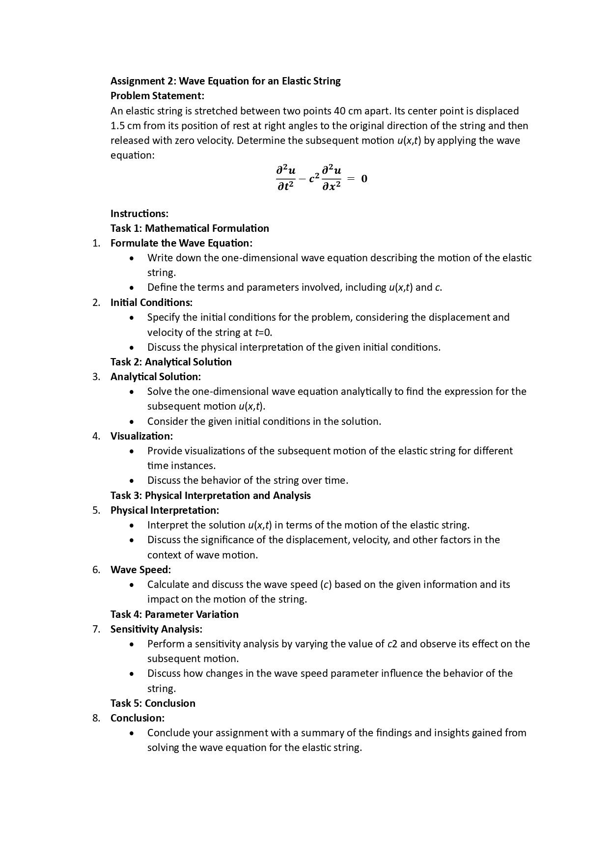 Solved Assignment 2: Wave Equation for an Elastic | Chegg.com