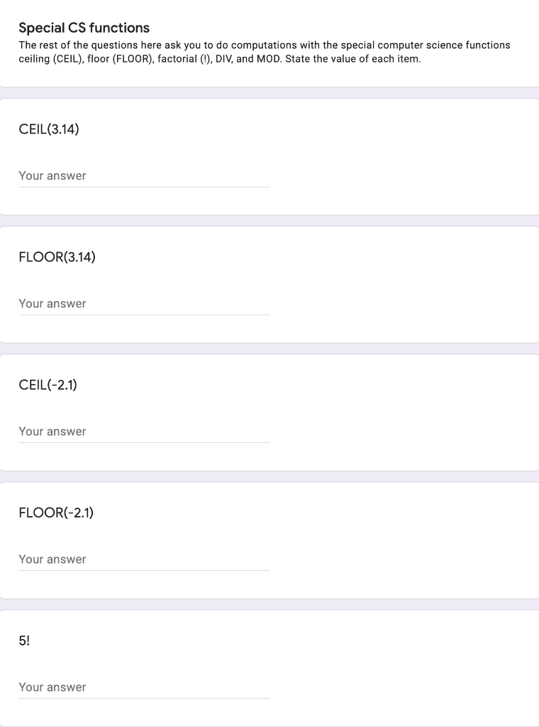 Solved Special CS functions The rest of the questions here | Chegg.com