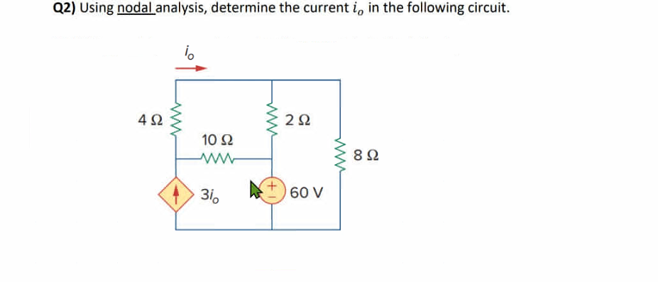 Q2) Using nodal analysis, determine the current io in | Chegg.com