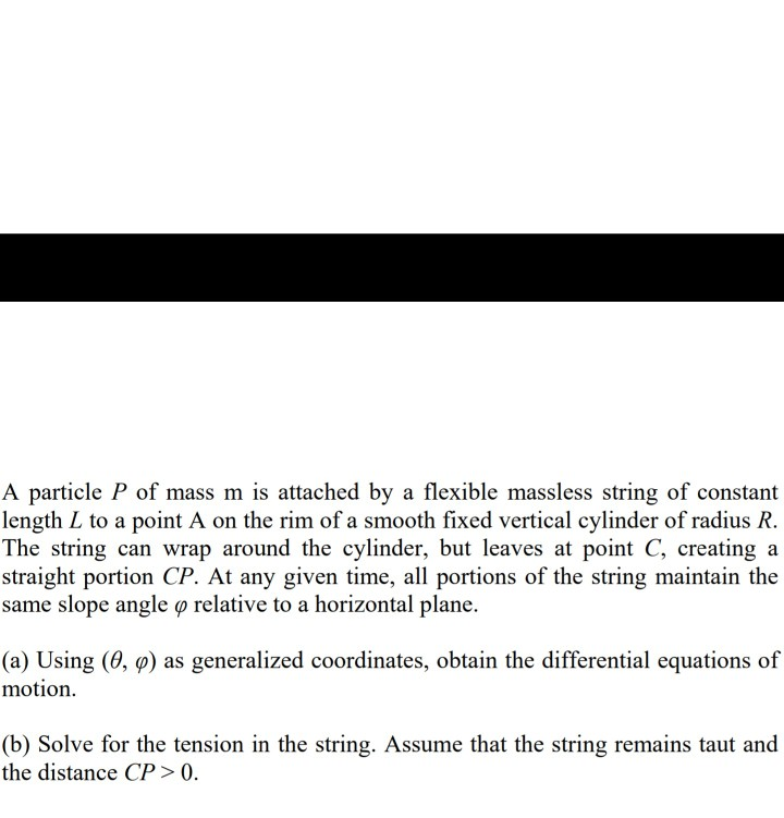 Solved A particle P of mass m is attached by a flexible | Chegg.com