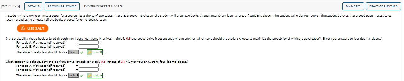 Solved [2/6 Points) DETAILS PREVIOUS ANSWERS DEVORESTAT9 | Chegg.com