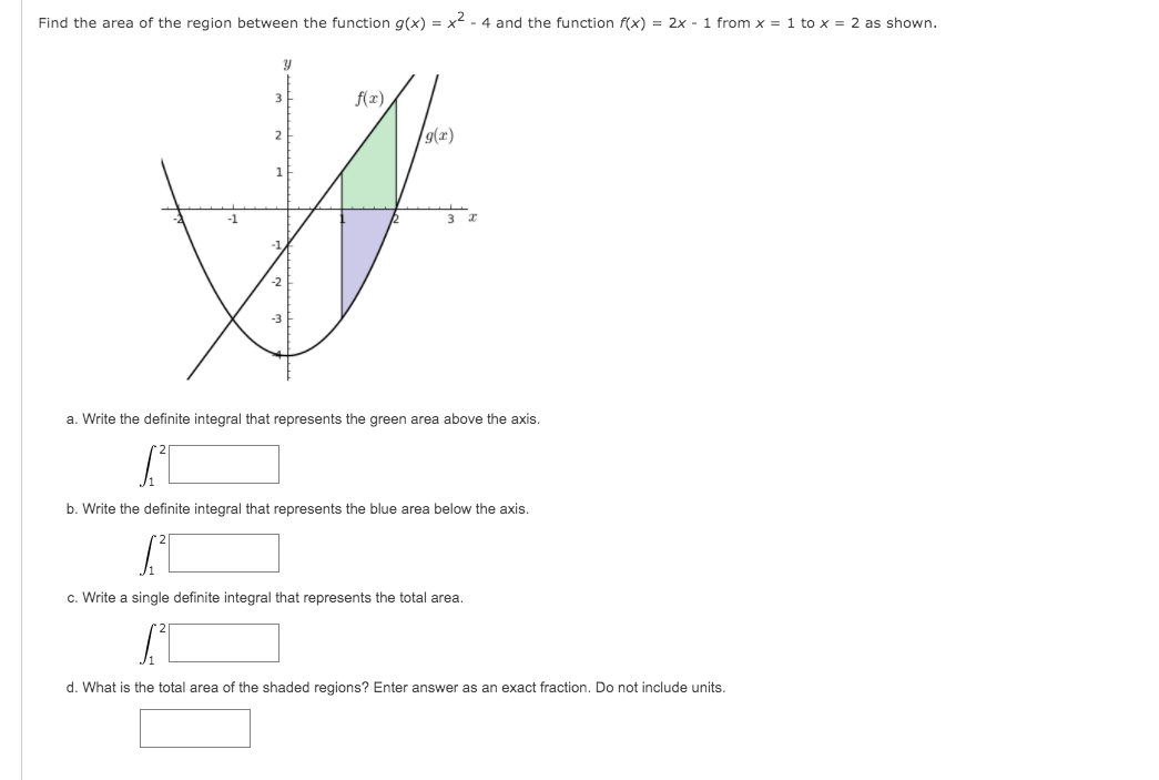 Solved Find the area of the region between the function g(x) | Chegg.com