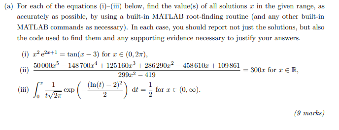 Solved a) For each of the equations (i)-(iii) below, find | Chegg.com