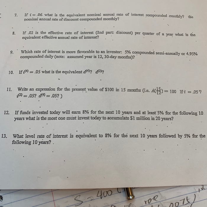 Solved 7. Ifi.06 what is the equivalent nominal annual rate | Chegg.com