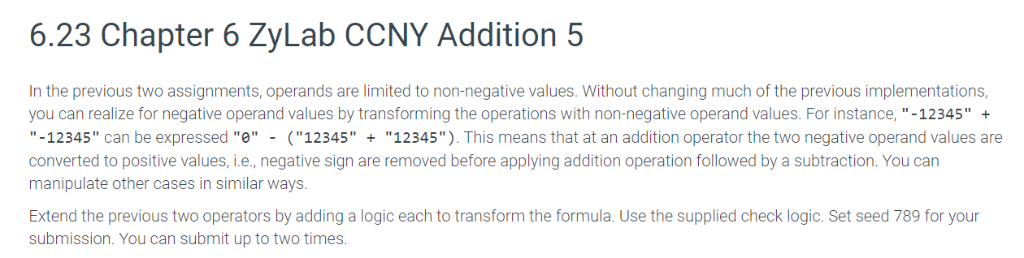 6.23 Chapter 6 ZyLab CCNY Addition 5 In the previous | Chegg.com