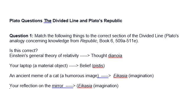 Plato Questions The Divided Line and Plato's Republic | Chegg.com