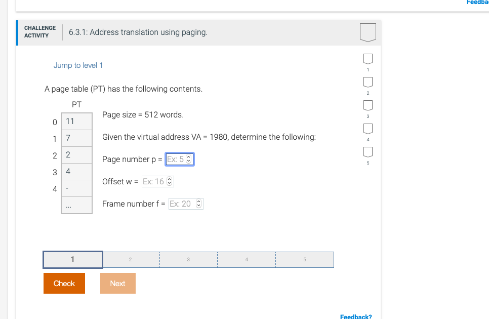 Solved Feedba CHALLENGE ACTIVITY 6.3.1: Address translation | Chegg.com