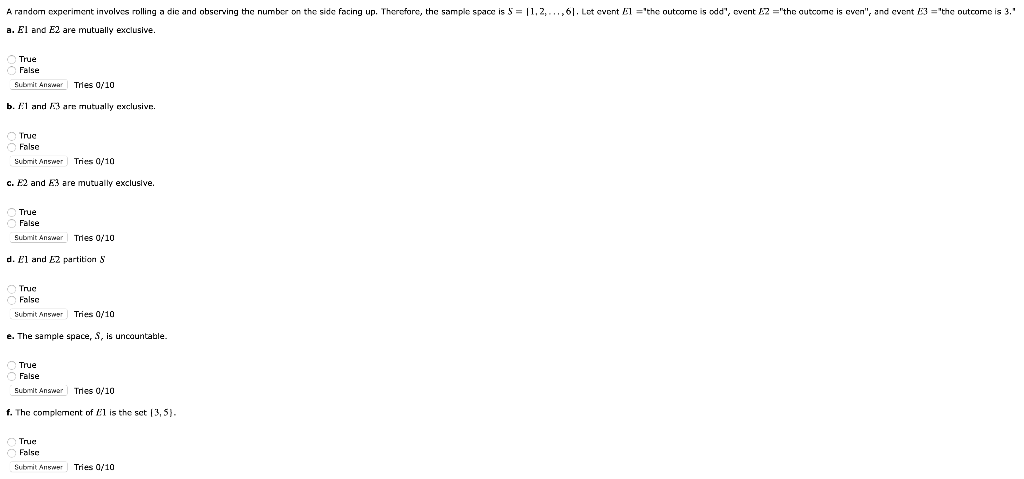 Solved A random experiment involves rolling a dic and | Chegg.com
