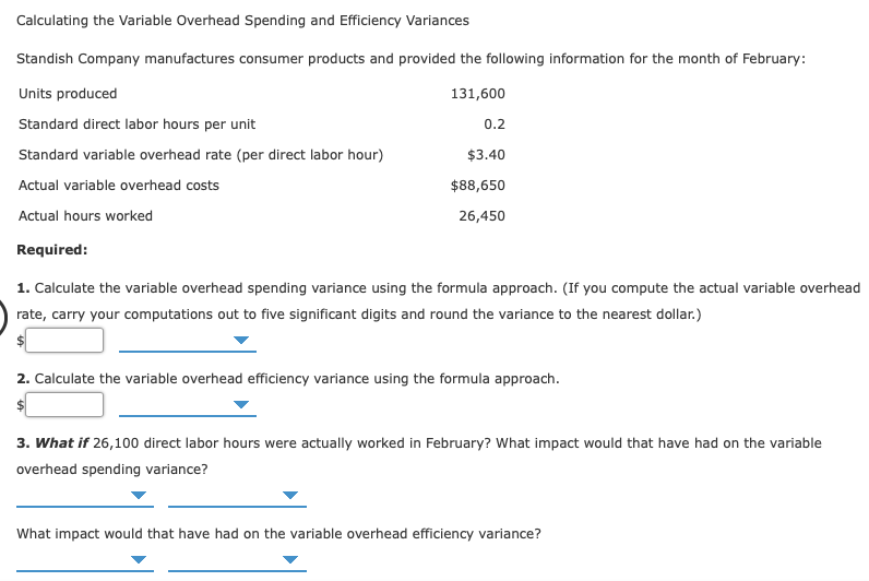 Solved Calculating the Variable Overhead Spending and | Chegg.com