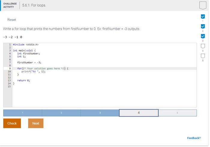 Solved CHALLENGE ACTIVITY 56.1: For loops. Reset Write a for | Chegg.com