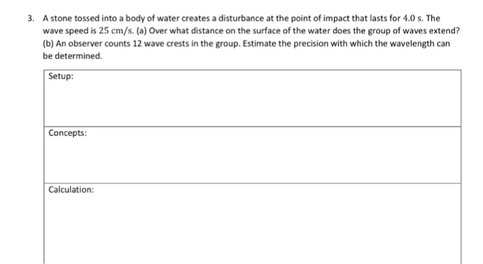 Solved A stone tossed into a body of water creates a | Chegg.com