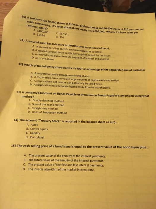 Solved Multiple Choice Circle the letter best possible may | Chegg.com