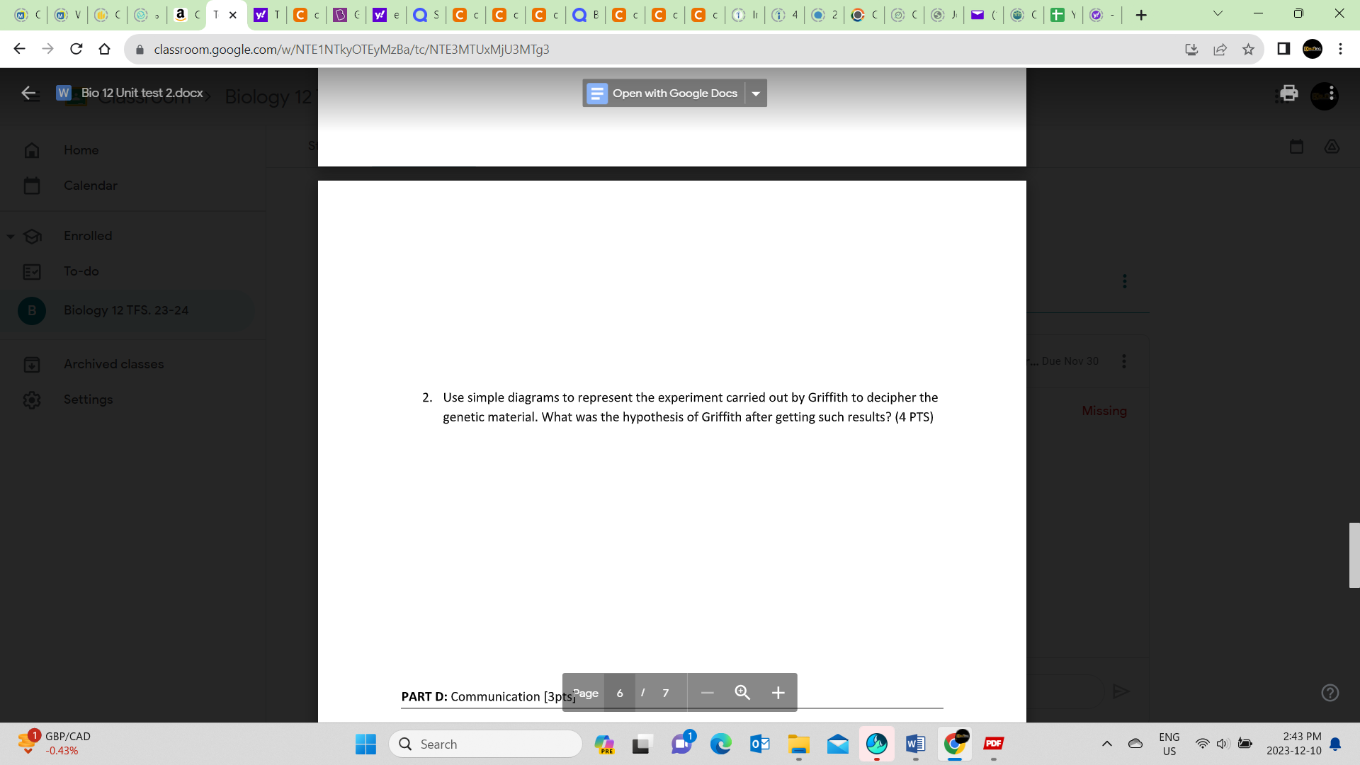 Solved experiment by griffth to decipher genetic material. | Chegg.com