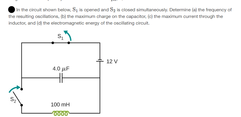 Solved In the circuit shown below, S1 is opened and S2 is | Chegg.com