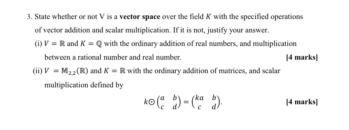 Solved State whether or ﻿not V is ﻿a vector space over the | Chegg.com