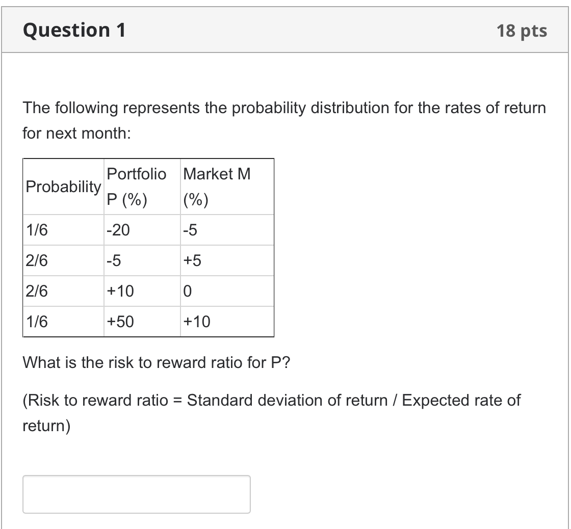 Solved Question 1The following represents the probability | Chegg.com