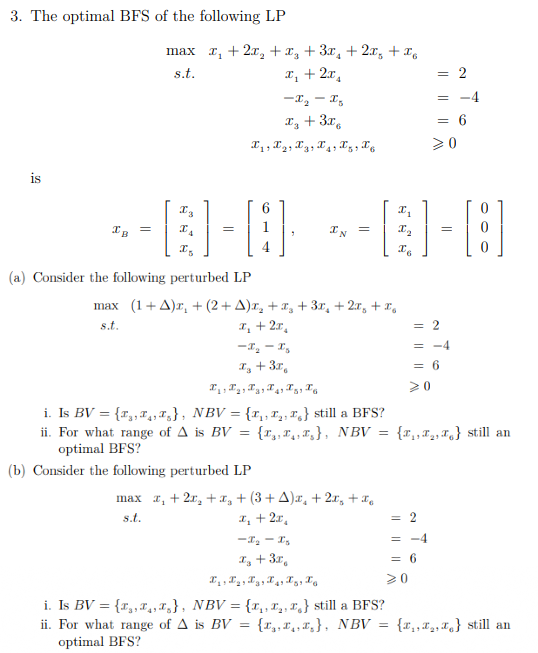 3. The optimal BFS of the following LP max s.t. | Chegg.com