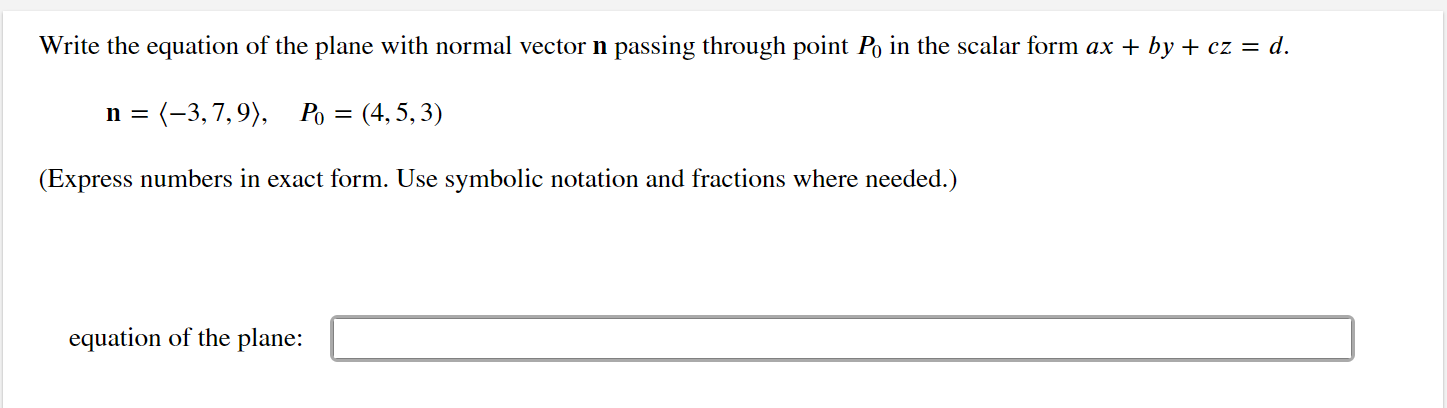 Solved Write the equation of the plane with normal vector n | Chegg.com