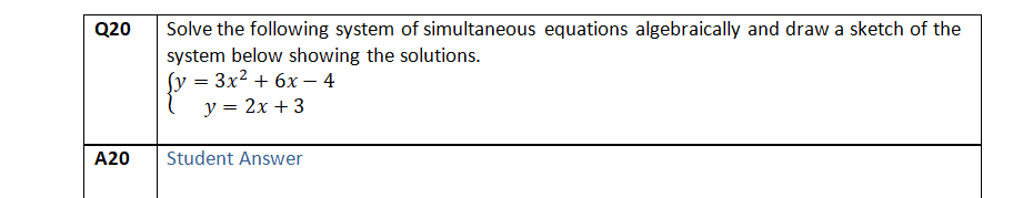 Solved Q20 Solve the following system of simultaneous | Chegg.com