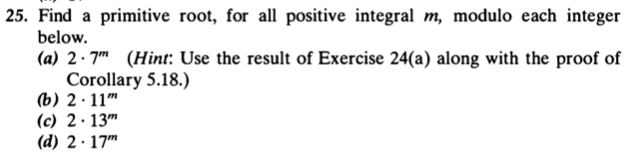 25. Find a primitive root, for all positive integral | Chegg.com
