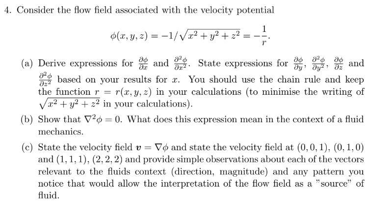 Consider the flow field associated with the velocity | Chegg.com