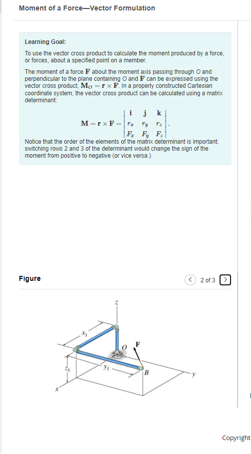 Solved Moment of a Force-Vector Formulation Learning Goal: | Chegg.com