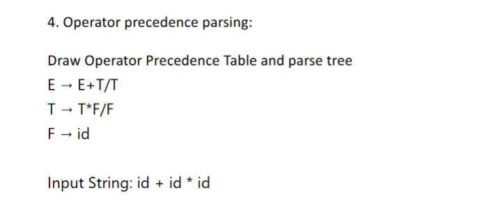 Solved 4 Operator Precedence Parsing Draw Operator 8422