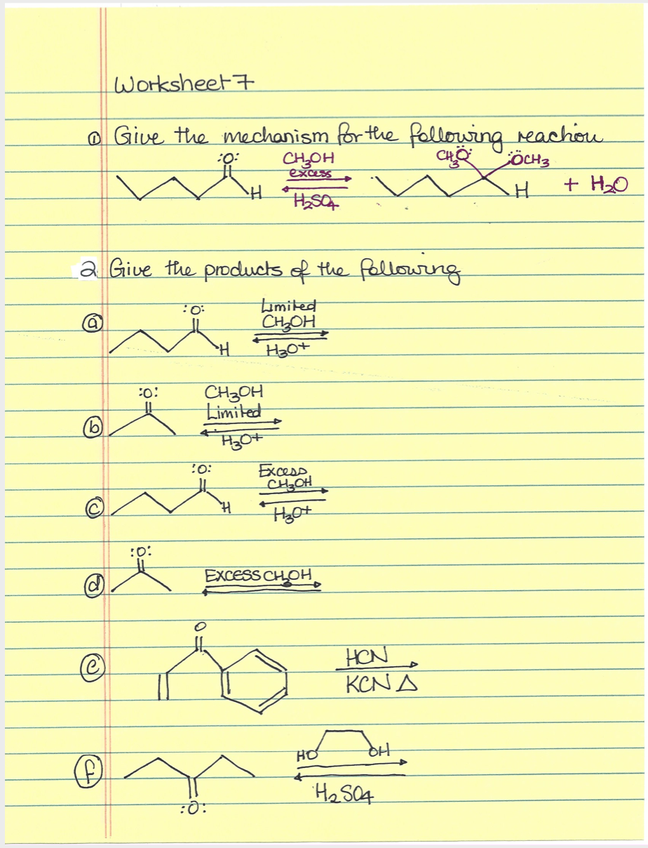 Solved Worksheet 7 o Give the mechanism for the following | Chegg.com