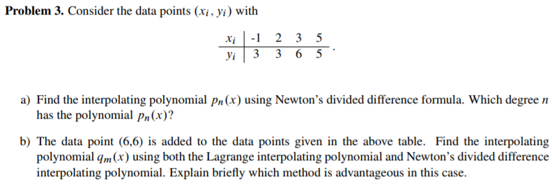 Solved Problem 3. Consider the data points (xi. yi) with xi | Chegg.com
