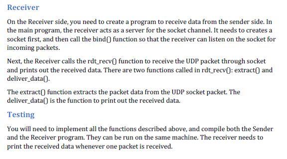 You will implement a reliable transfer protocol rdt | Chegg.com