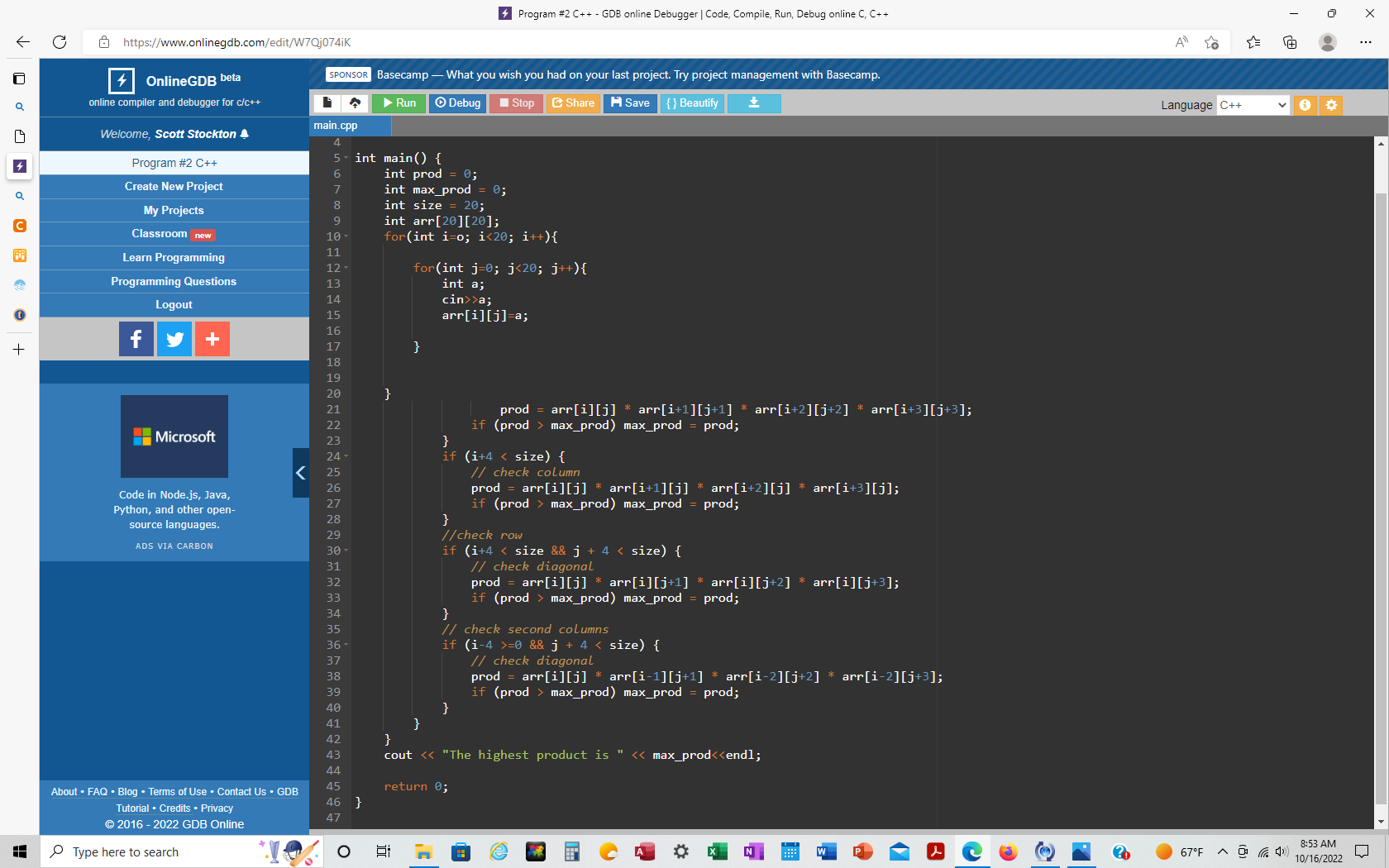 Solved Where would i put this code on top or bottom | Chegg.com