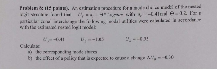 Solved An Estimation Procedure For A Mode Choice Model Of