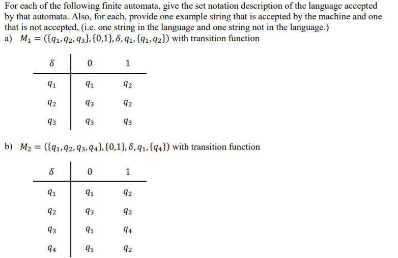 Solved For each of the following finite automata, give the | Chegg.com