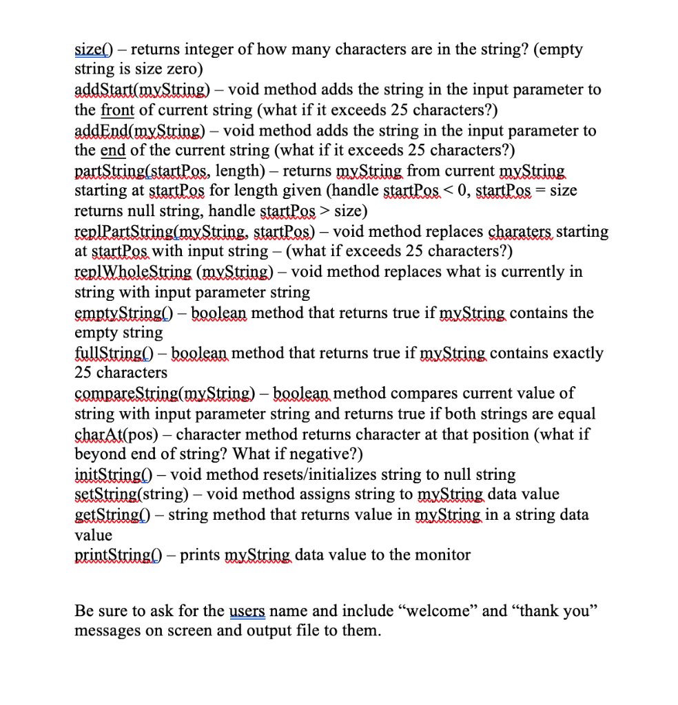 myString You are to create your own version of a | Chegg.com