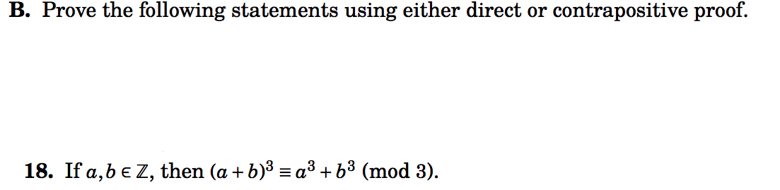 Solved B. Prove the following statements using either direct | Chegg.com