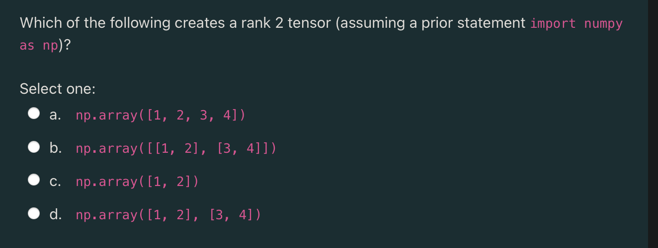 Solved Which of the following creates a rank 2 | Chegg.com