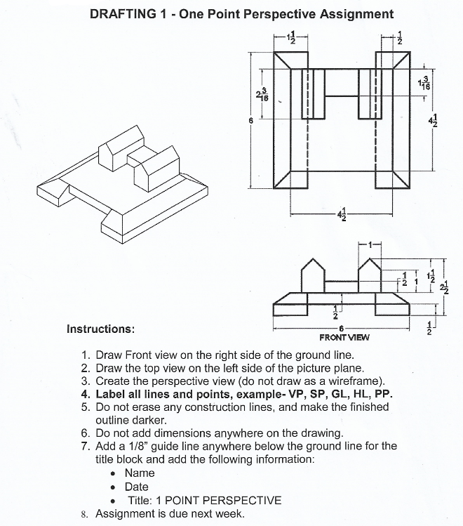 DRAFTING 1 - One Point Perspective Assignment - frast | Chegg.com